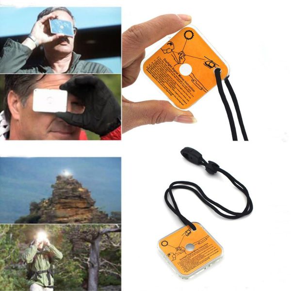 Emergency Reflector Mirror | Rescue Signaling Mirror for Hiking